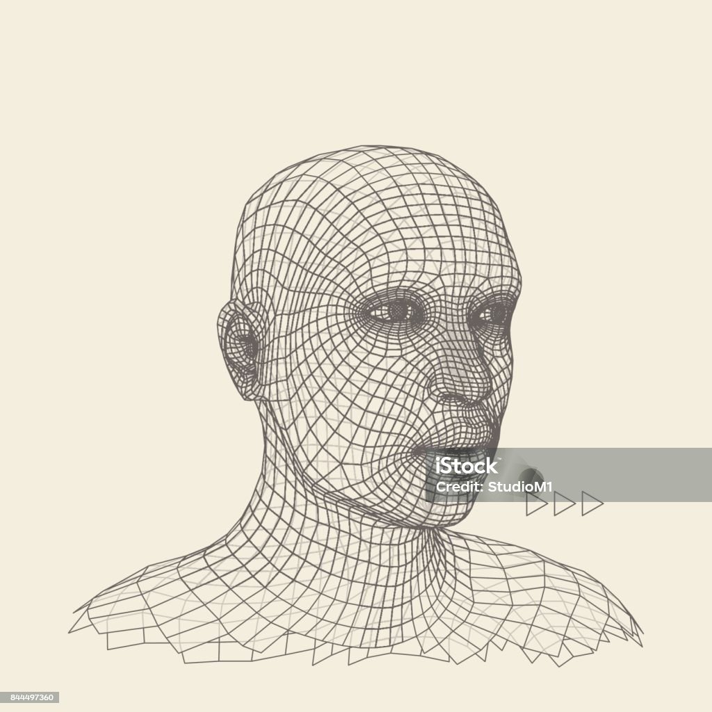 Ilustración De Cabeza De La Persona De Una Red 3d Cabeza Humana De Alambre Modelo Cabeza Humana