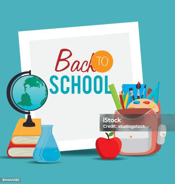 Back To School Design 1위에 대한 스톡 벡터 아트 및 기타 이미지 1위 가방 개념 Istock