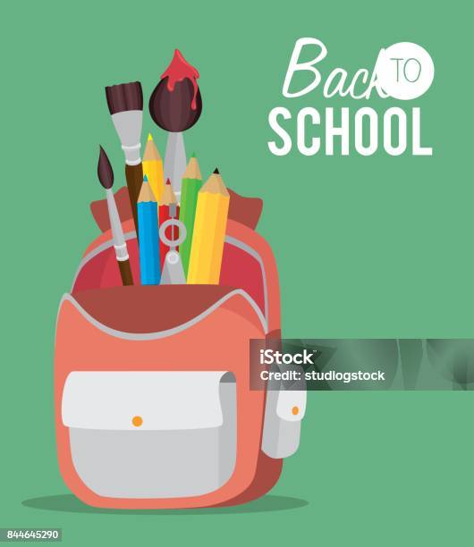 Back To School Design 1위에 대한 스톡 벡터 아트 및 기타 이미지 1위 가방 개념 Istock