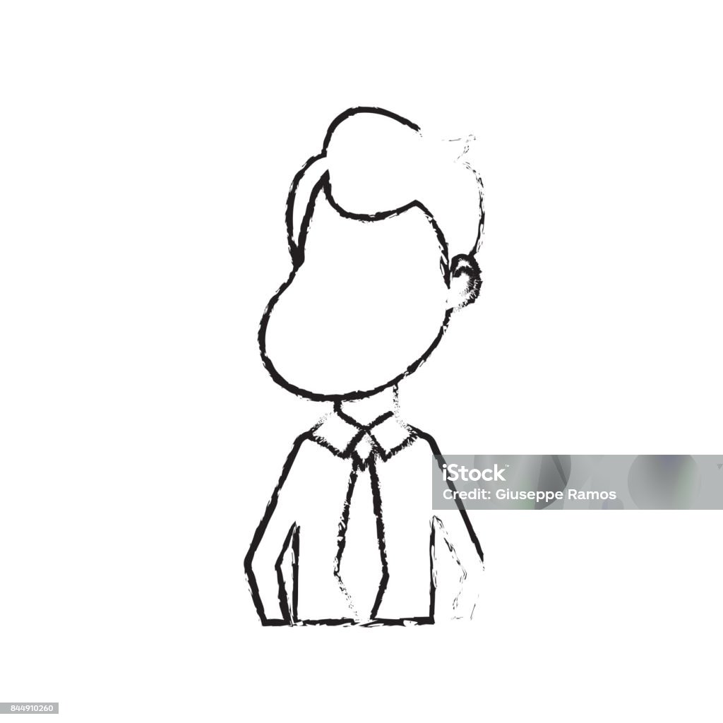 Figure Happy Man With Hairstyle And Elegant Suit Stock Illustration