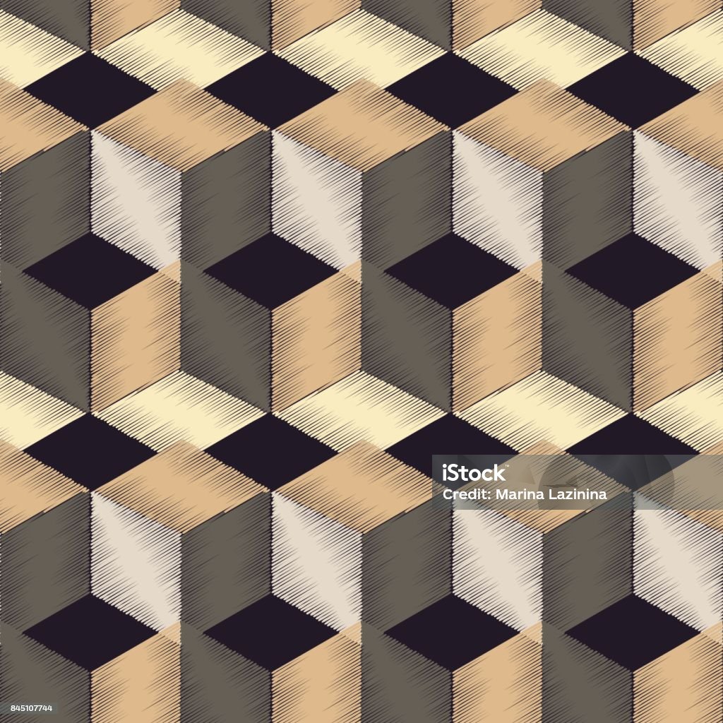 Completely Seamless Abstract Cube Pattern Colorful Design Geometric 3d