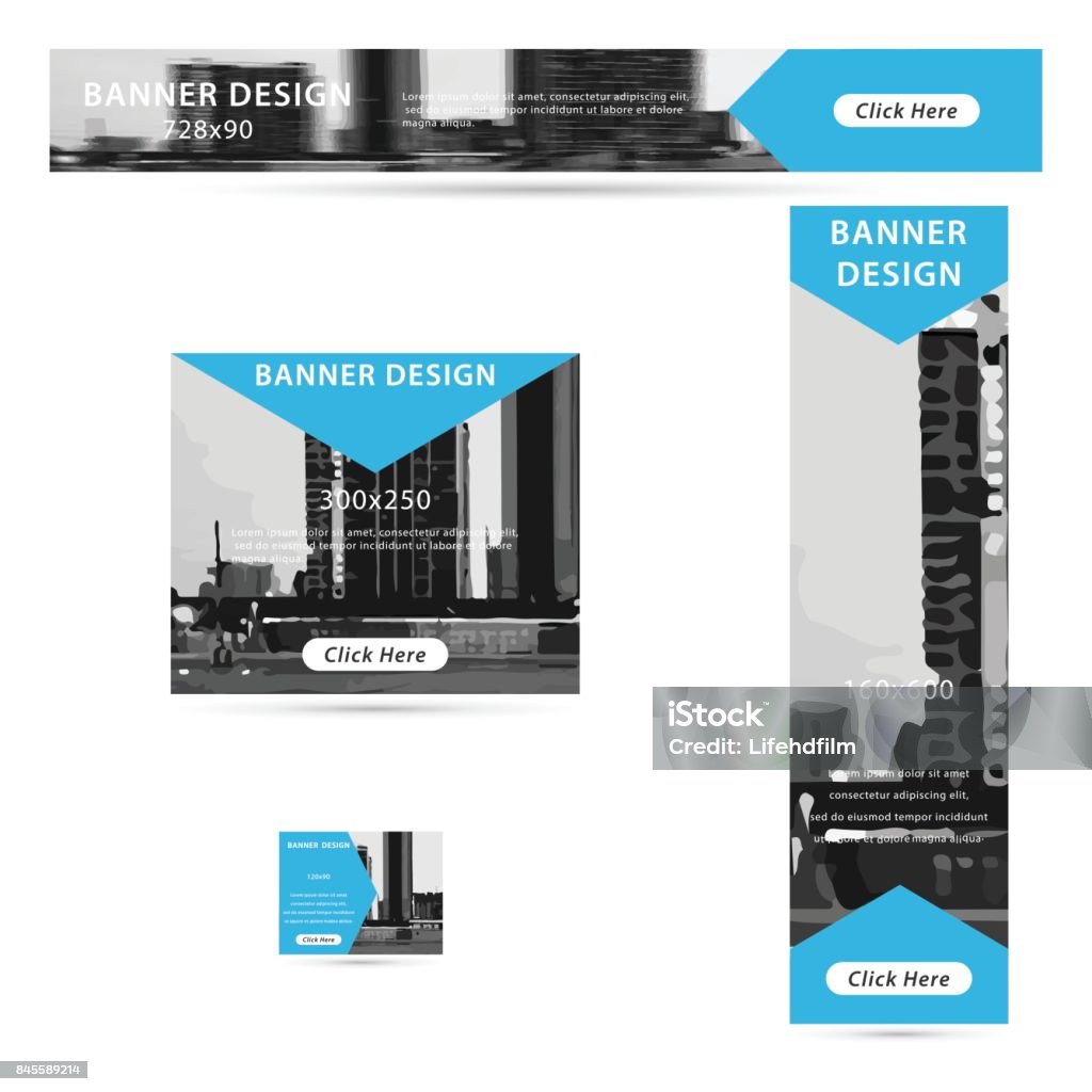 Desain Spanduk Web Atau Header Gedung Pencakar Langit Templat Kotak