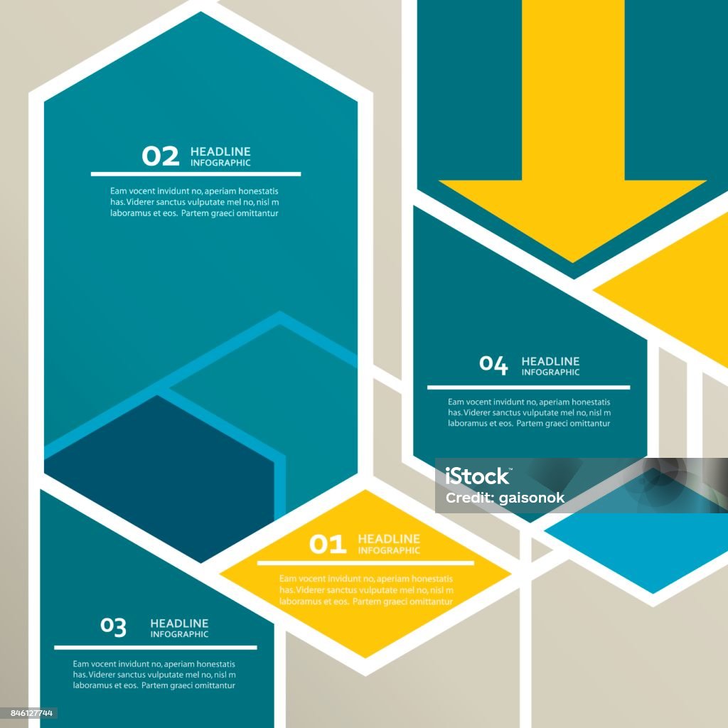 Infografis Segi Enam Garis Vektor Templat Untuk Diagram Dan Presentasi