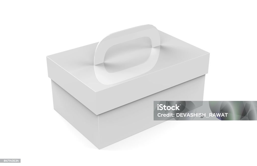 Kemasan Kotak Kertas Dengan Pegangan Template Mockup Pada Latar