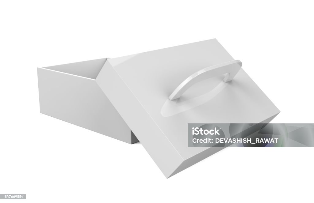 Kemasan Kotak Kertas Dengan Pegangan Template Mockup Pada Latar