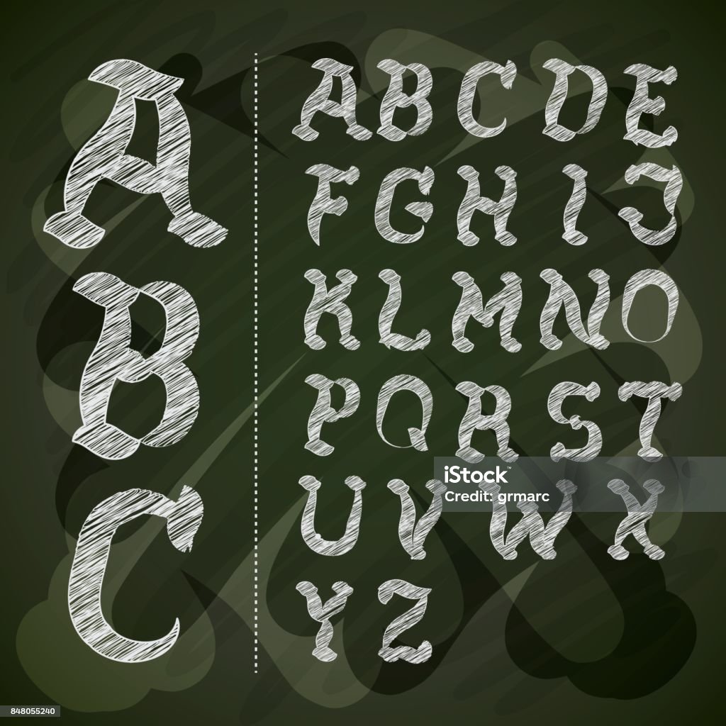 Alphabet Written On Chalk Board Design Stock Illustration Download