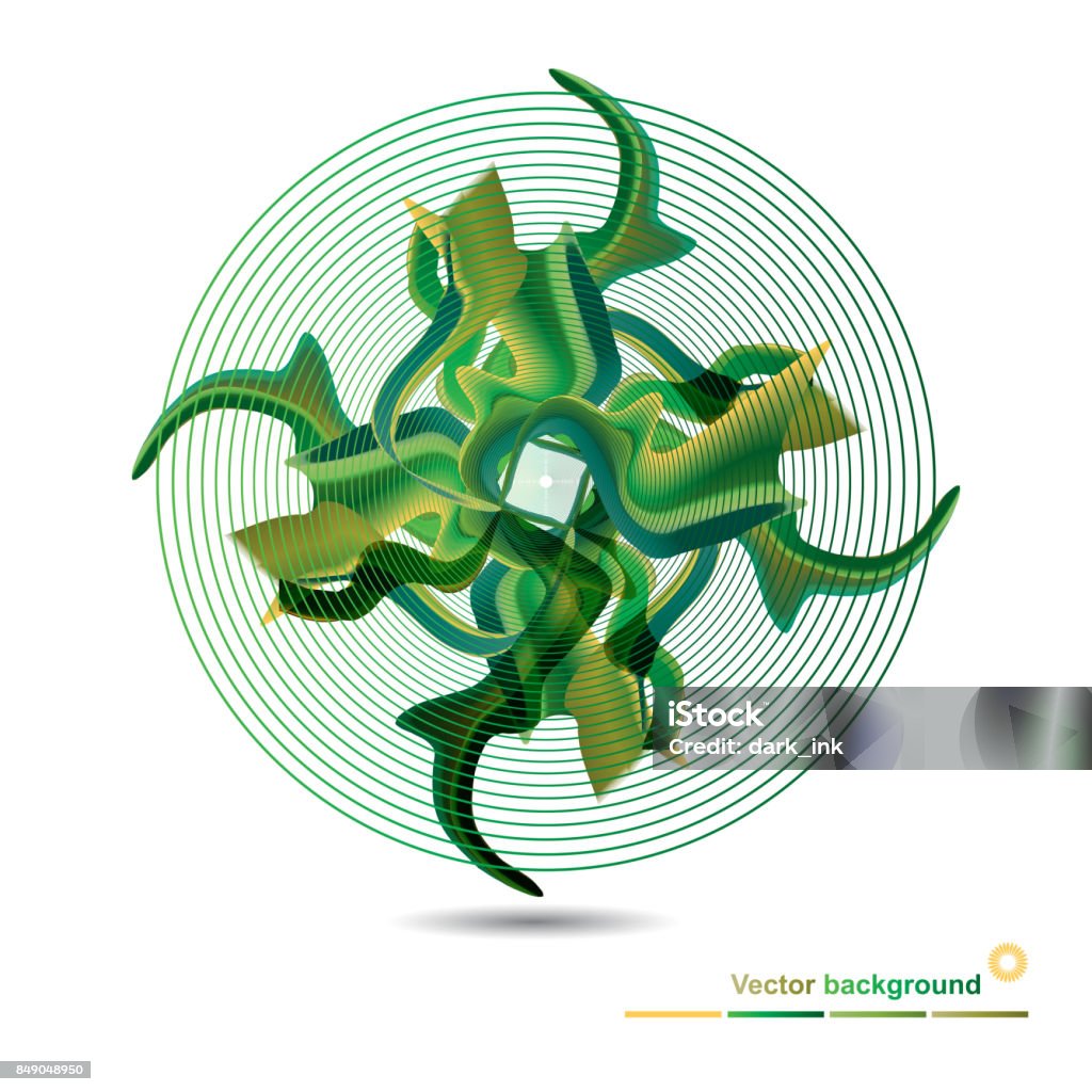 Ilustración De Abstracto Fondo Verde Circular De Formas Complejas Y Más