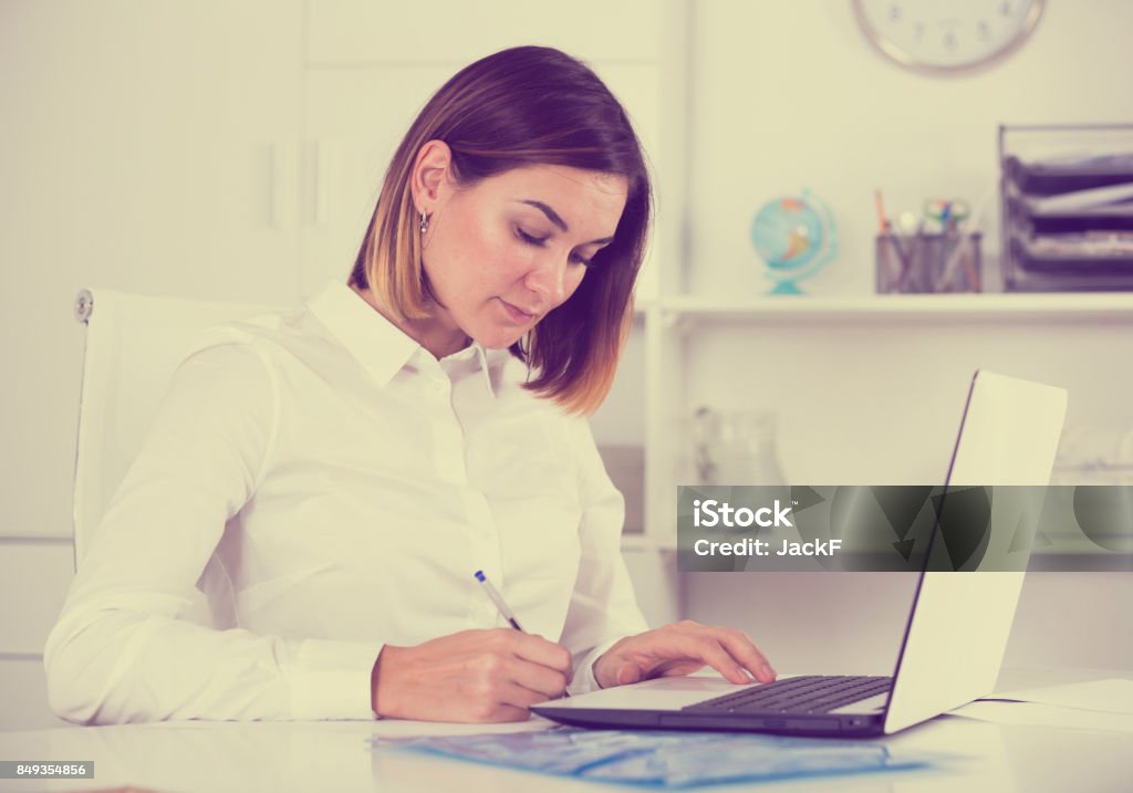 Woman Working Productively Stock Photo - Download Image Now - Adult ... Woman Working Productively Stock Photo - Download Image Now - Adult ...