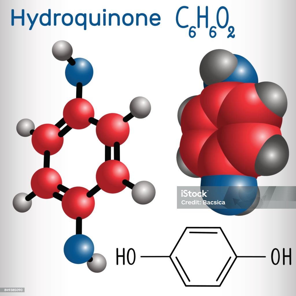 Hydroquinone Molecule Structural Chemical Formula And Model Used As