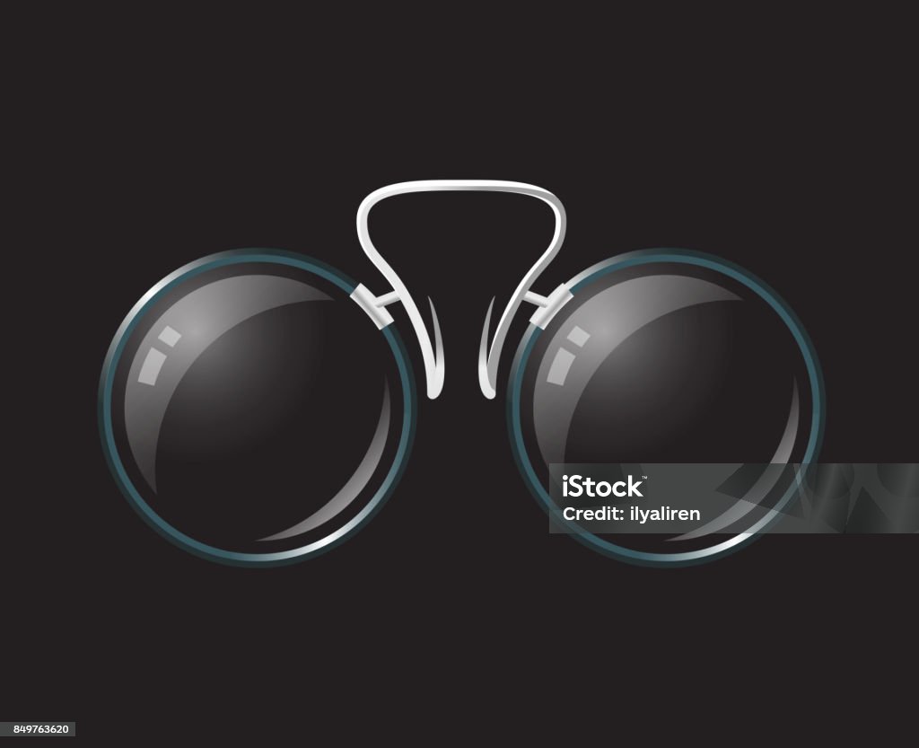 Vintage Eyeglasses Pincenez Modern Vector Realistic Isolated Object Illustration Stock
