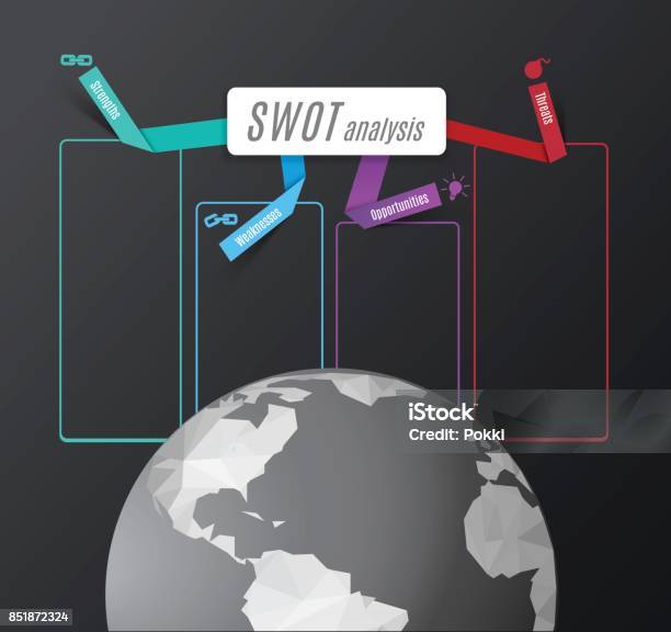 Swot 템플릿어두운 버전 0명에 대한 스톡 벡터 아트 및 기타 이미지 0명 Swot 분석 개념 Istock