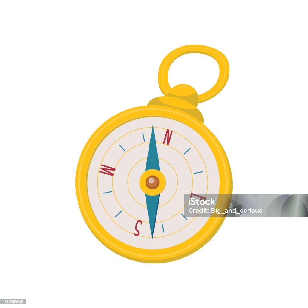 Golden Compass Cartoon Vector Illustration Stock Illustration