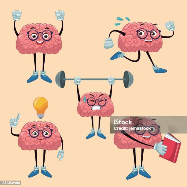 Lucu Otak Kartun Ilustrasi Stok Unduh Gambar Sekarang Anatomi