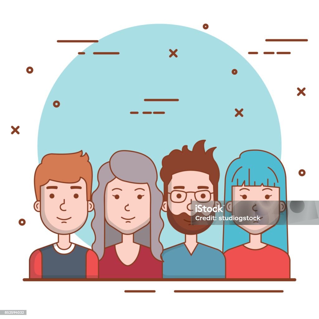 Set Of People Human Men And Women Faces Portraits Stock Illustration Download Image Now