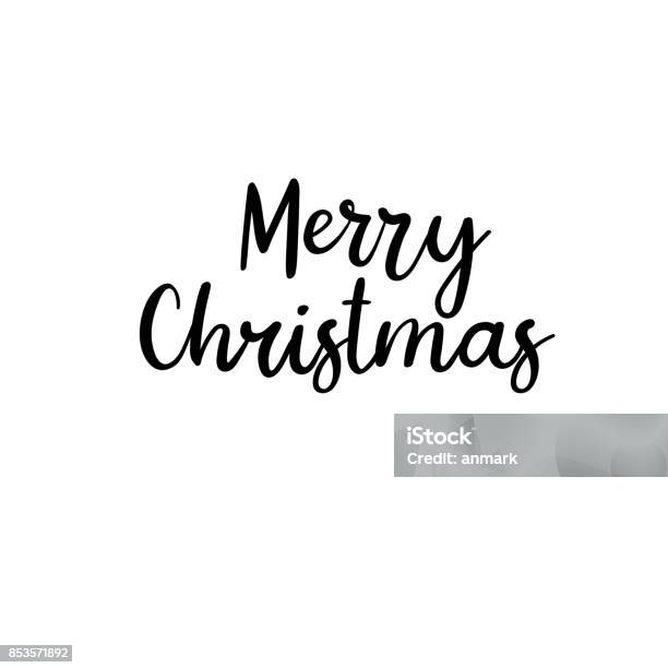 Merry Christmas Handwritten Inscription Hand Lettering Holiday Phrase