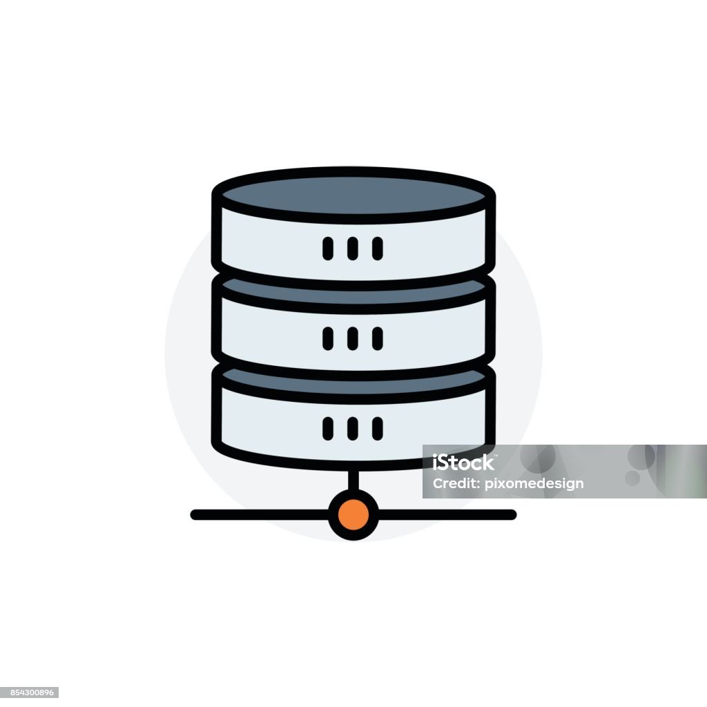 Konsep Database Terisolasi Baris Vektor Ilustrasi Ikon Yang Dapat