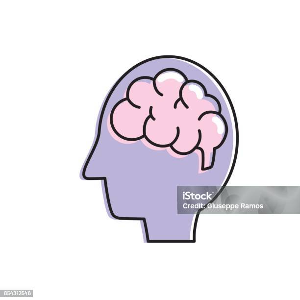 Siluet Sisi Manusia Dengan Otak Anatomi Ilustrasi Stok Unduh Gambar