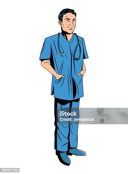Kartun Dokter Dengan Seragam Ilustrasi Stok Unduh Gambar Sekarang