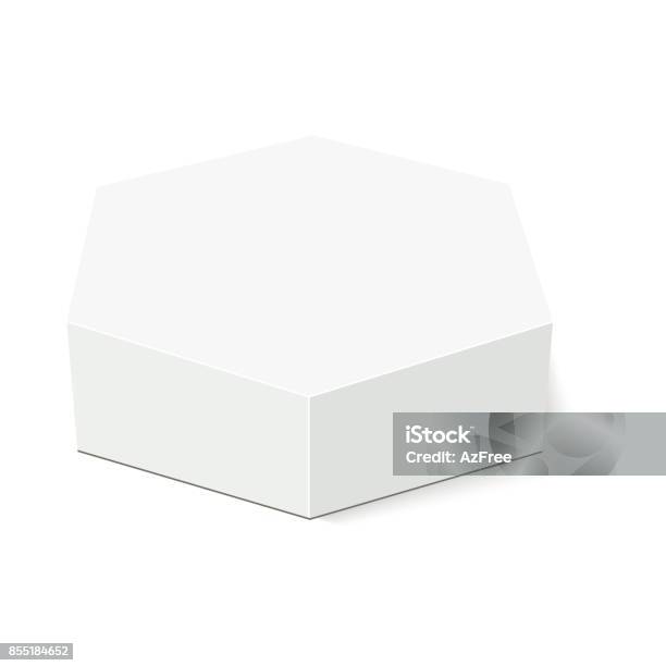 Kemasan Kotak Segi Enam Kardus Putih Vector Mock Up Template Siap Untuk