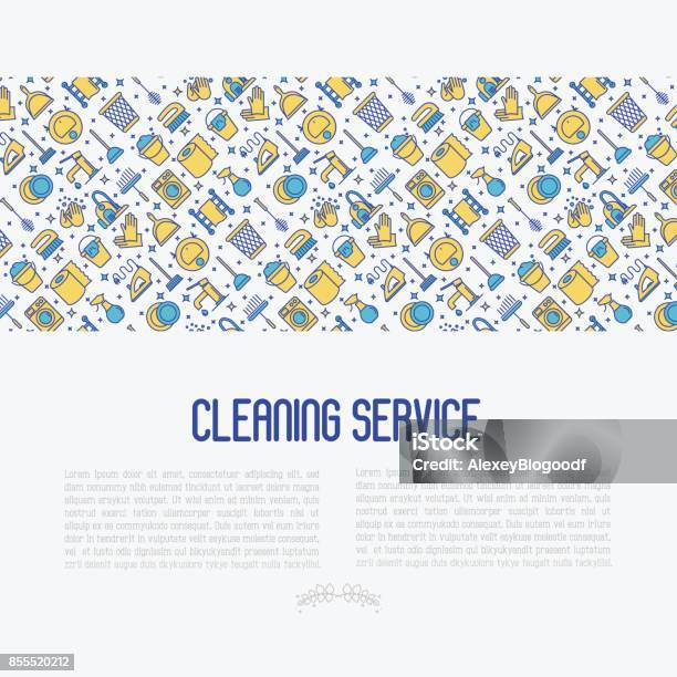 Konsep Cleaning Service Dengan Ikon Garis Tipis Besi Mesin Cuci