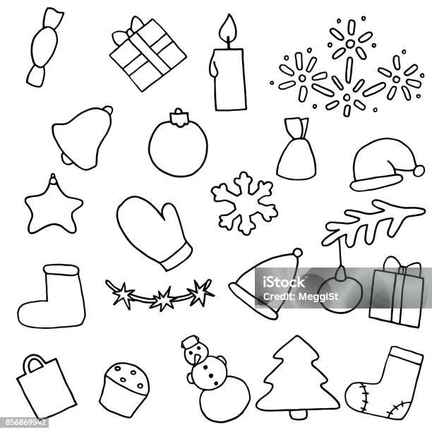 Nouvel An Ensemble Dicônes Autocollants Coloriages De Noël Vecteurs
