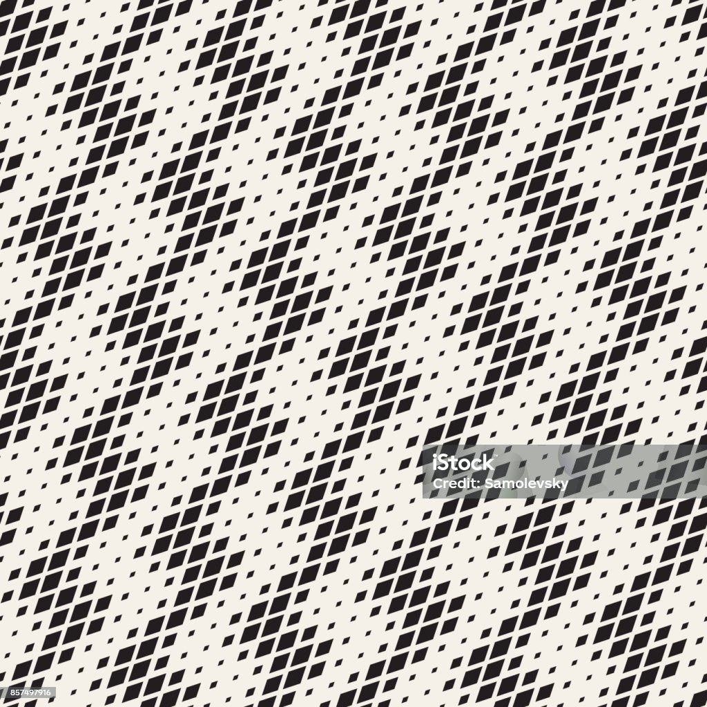 Repeating Rectangle Halftone Modern Geometric Lattice Texture Vector Seamless Monochrome Pattern