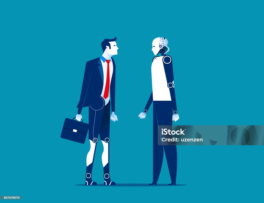 Homme Daffaires Et Robot Basculent Le Corps Illustration Vectorielle De
