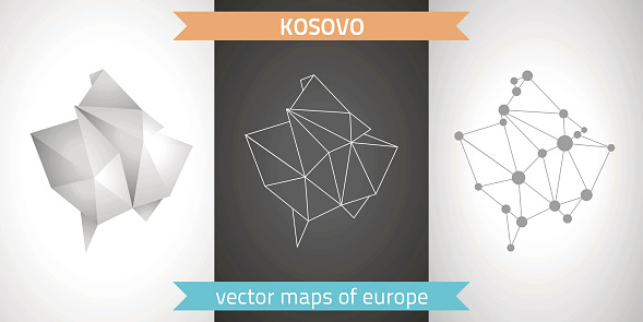 Kosovo Set Graphic Vector Maps Of Europe Polygonal Grey Mosaic Triangle ... Kosovo Set Graphic Vector Maps Of Europe Polygonal Grey Mosaic Triangle ...