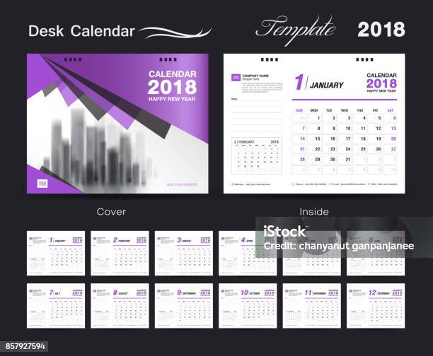 Desain Templat Desk Calendar 2018 Sampul Ungu Set 12 Bulan Ide Kalender ... Desain Templat Desk Calendar 2018 Sampul Ungu Set 12 Bulan Ide Kalender ...