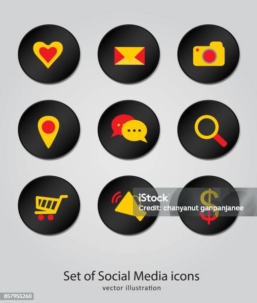 Set Of Social Media Buttons Design Vector Illustration Circle Icon