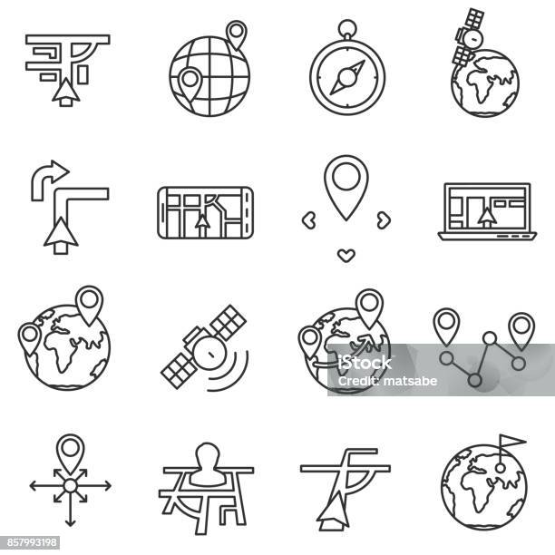 Gps 탐색 아이콘을 설정합니다 아이콘에 대한 스톡 벡터 아트 및 기타 이미지 아이콘 지구본 흰색 배경 Istock