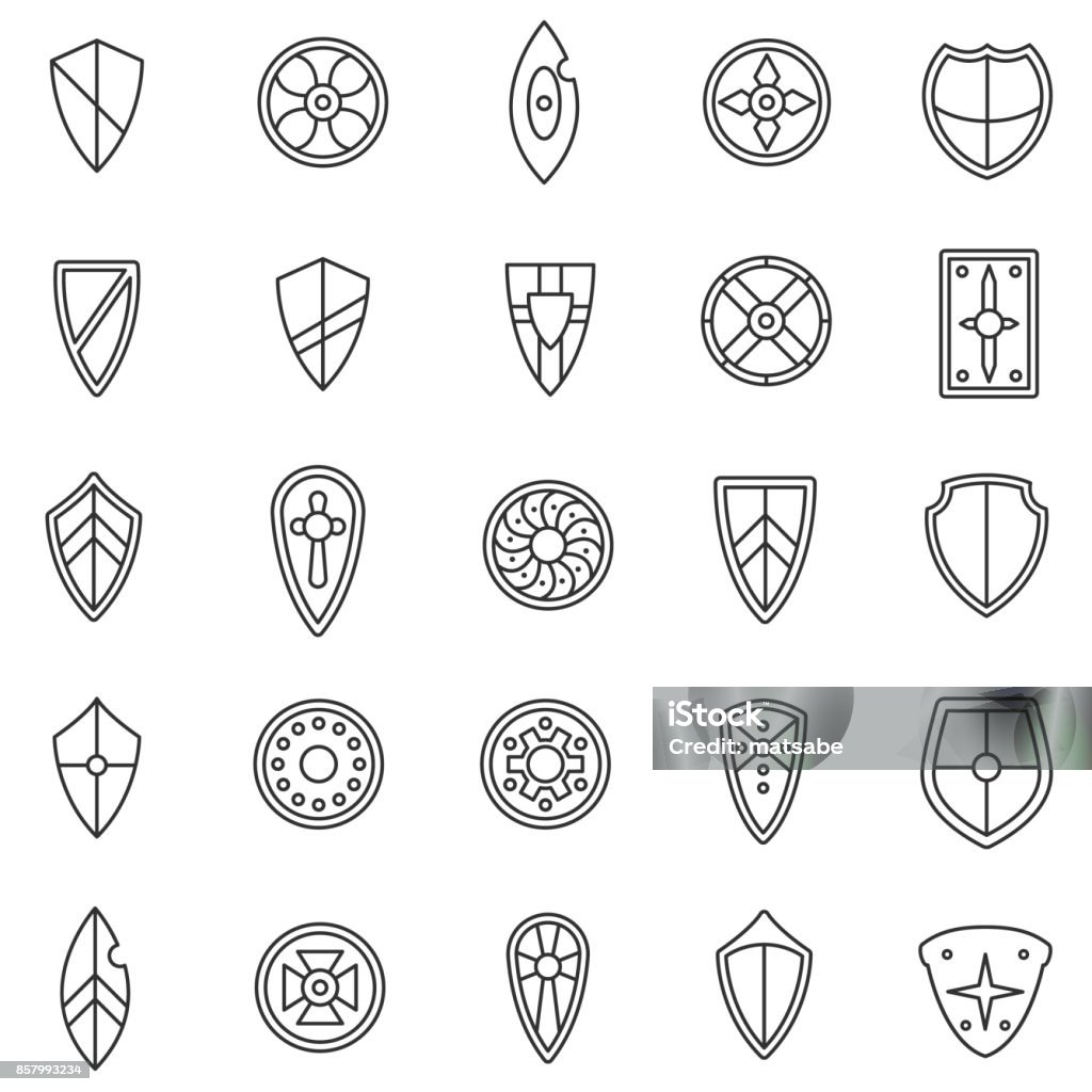 Protection Shield Icons Set Stock Illustration Download Image Now