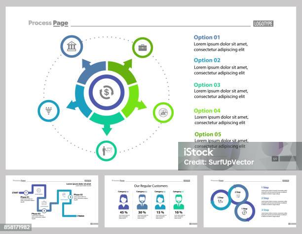 Four Workflow Slide Templates Set Stock Illustration - Download Image ... Four Workflow Slide Templates Set Stock Illustration - Download Image ...