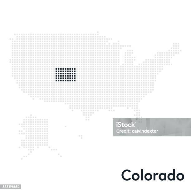Carte De Pixelisation Des Usa Avec Létat Du Colorado A Mis En Évidence