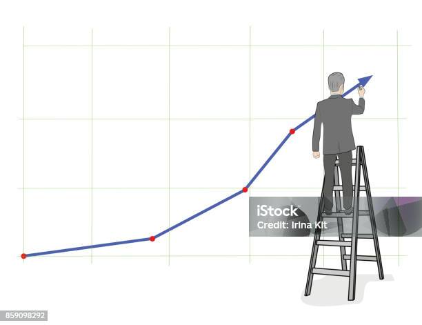 Pengusaha Menggambar Grafik Pertumbuhan Berdiri Di Tangga Ilustrasi ... Pengusaha Menggambar Grafik Pertumbuhan Berdiri Di Tangga Ilustrasi ...