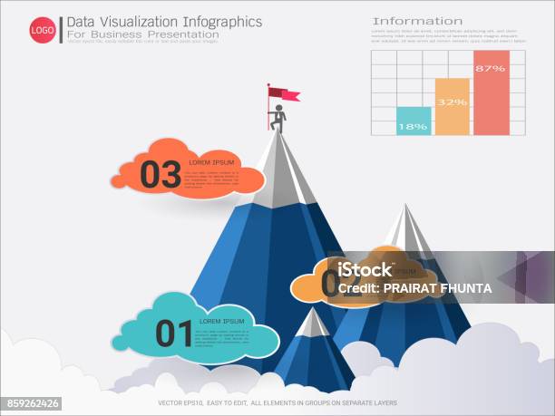 Templat Infografis Piramida Bisnis Dengan Tiga Langkah Atau Opsi Mengkomunikasikan Data Melalui