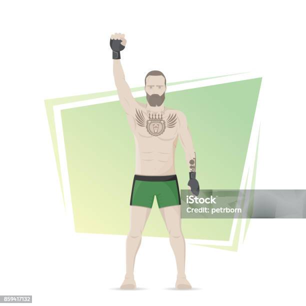 Mma 챔피언입니다 전투의 우승자입니다 권투 스포츠에 대한 스톡 벡터 아트 및 기타 이미지 권투 스포츠 성공 승리 동작