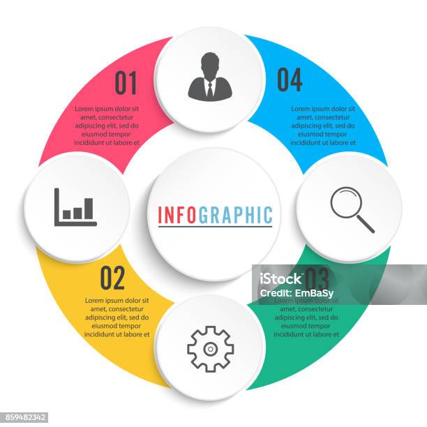 4 단계 부품 옵션 분야 단계 벡터 Infographic 원형 템플릿 그래프 원형 차트 다이어그램 브로슈어 보고서 프레 젠 테이