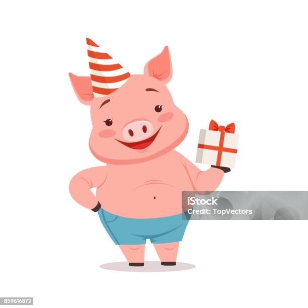 Lucu Babi Di Pesta Topi Memegang Kotak Hadiah Lucu Kartun Hewan Vektor ... Lucu Babi Di Pesta Topi Memegang Kotak Hadiah Lucu Kartun Hewan Vektor ...