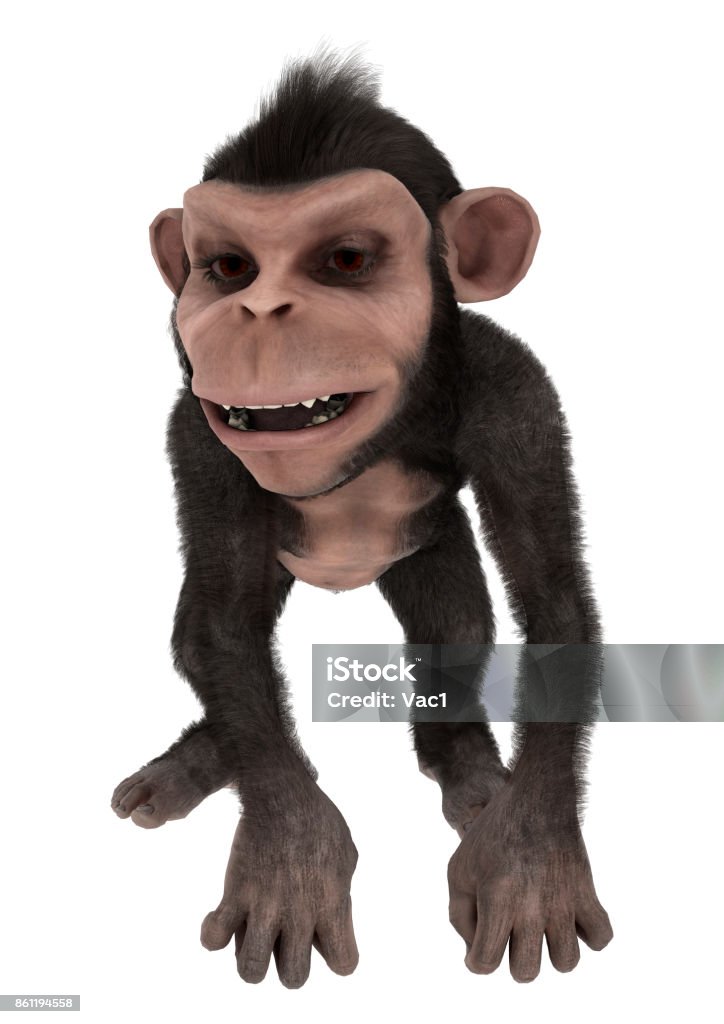 3d 렌더링 화이트에 작은 침팬지 0명에 대한 스톡 사진 및 기타 이미지 0명 3차원 형태 귀여운 Istock