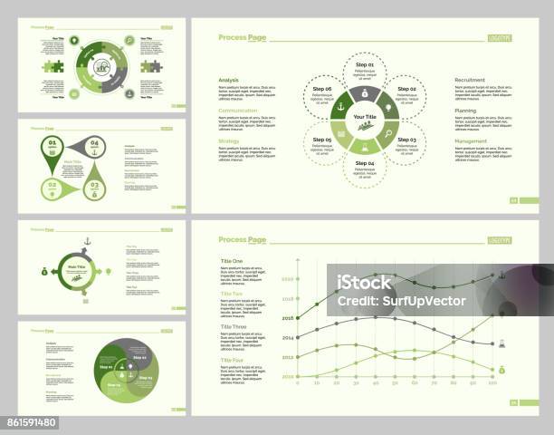 6 분석 슬라이드 서식 파일 설정 6에 대한 스톡 벡터 아트 및 기타 이미지 6 녹색 부분의 Istock