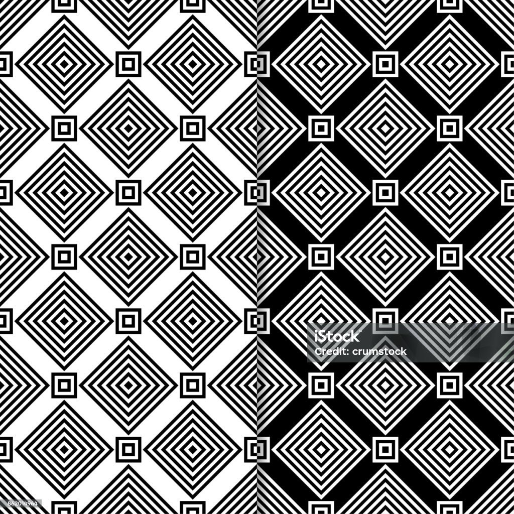 Black And White Geometric Set Of Seamless Patterns Stock Illustration