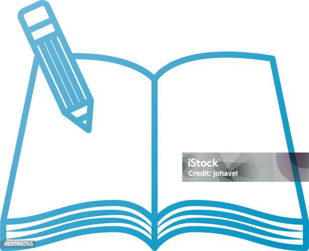 Oepn 책과 연필 학교 아이 요소 개념에 대한 스톡 벡터 아트 및 기타 이미지 개념 공부 교육 Istock