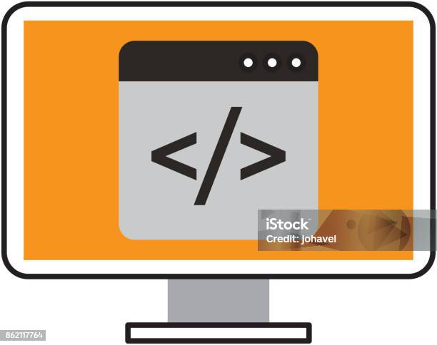 Jendela Pemrograman Dengan Kode Skrip Komputer Html Ilustrasi Stok