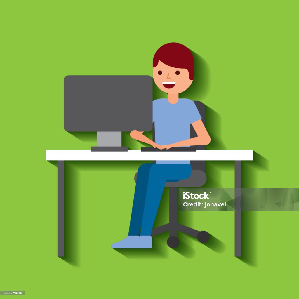 Man Programmer Working On His Pc Computer Coding And Programming Stock