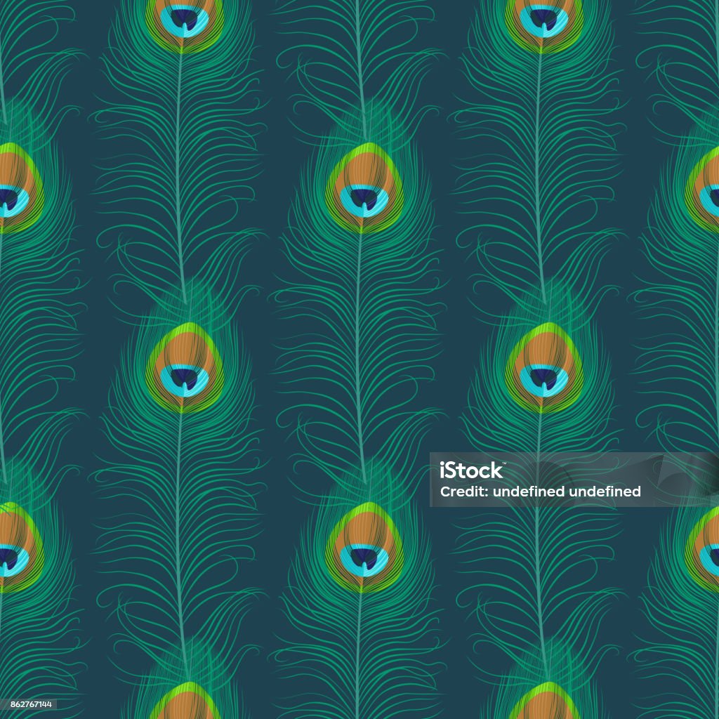 Peacock Feather Seamless Pattern Stock Illustration Download Image