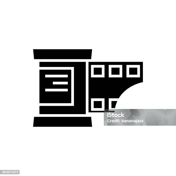 Ikon Strip Foto Ilustrasi Vektor Tanda Hitam Pada Latar Belakang