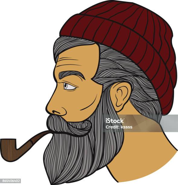 Ilustración de Retrato De Barbudo Marinero Con Pipa De Tabaco y más ... Ilustración de Retrato De Barbudo Marinero Con Pipa De Tabaco y más ...