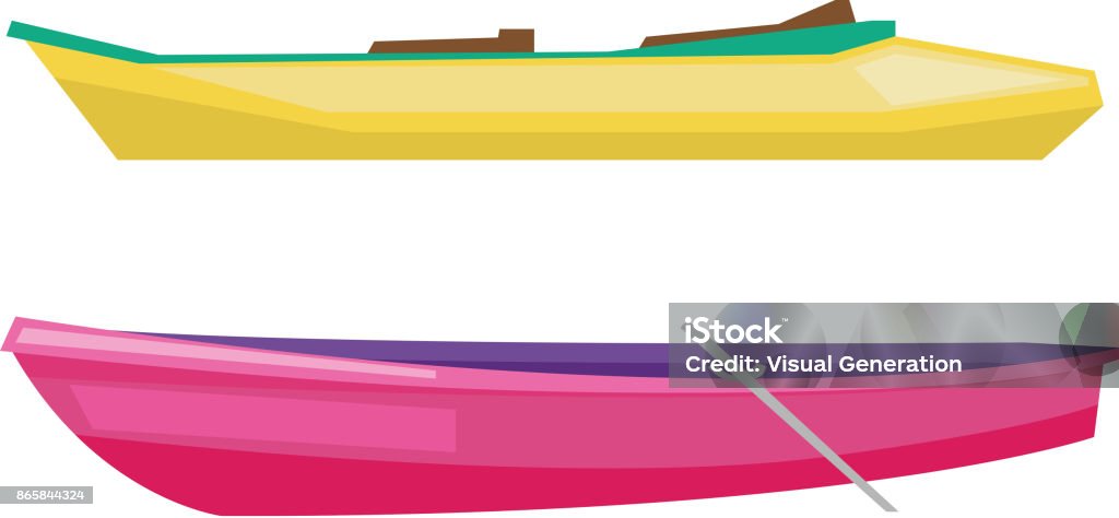 Perahu Dayung Dengan Dayung Dan Kano Ilustrasi Stok Unduh Gambar