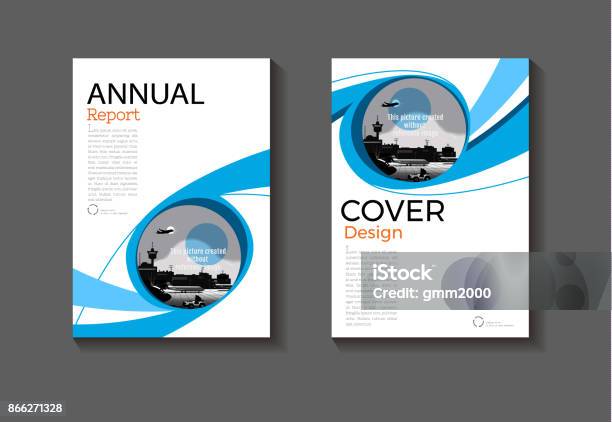 Sampul Biru Desain Lingkaran Sampul Buku Modern Abstrak Brochure Cover
